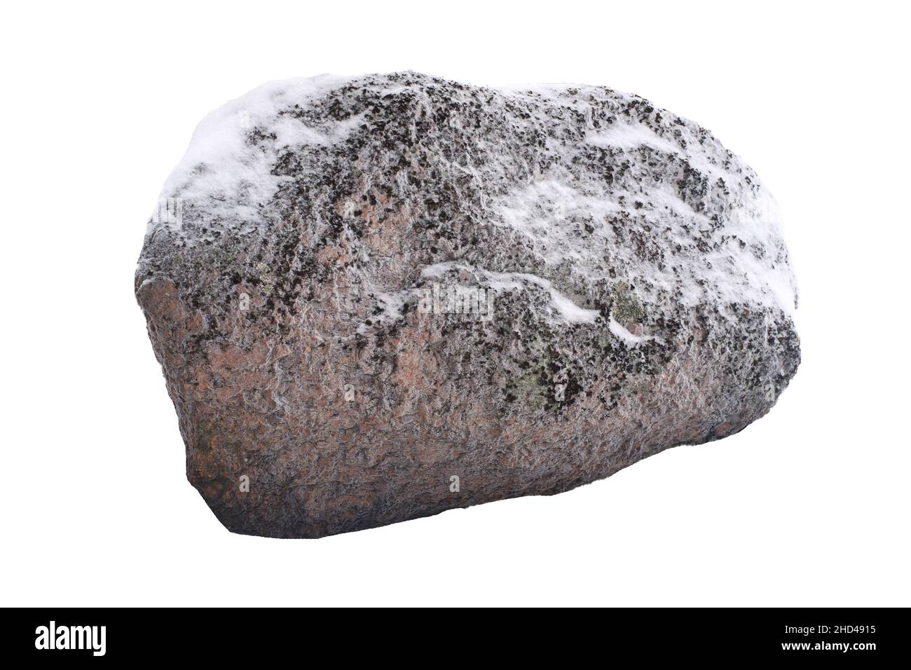 natural stone in snow isolated on white background. High quality photo ...