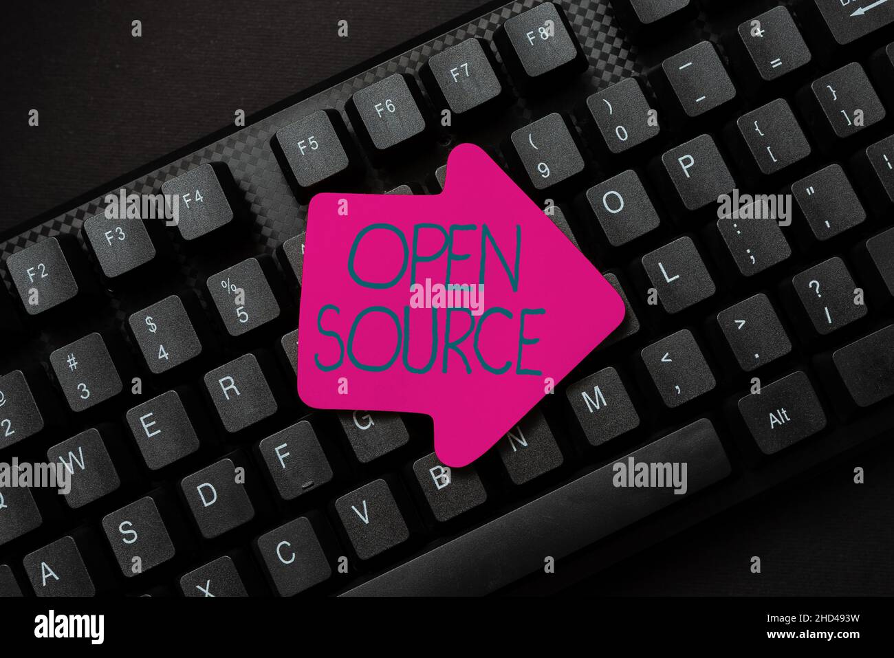 Conceptual caption Open Source. Internet Concept contains the source code that can be modified ...