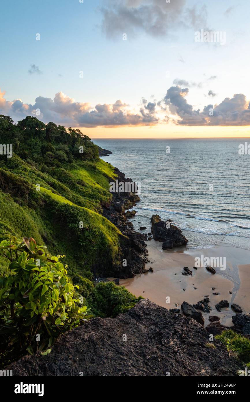 Beautiful sunset view overlooking a tiny patch of sand called Moon ...