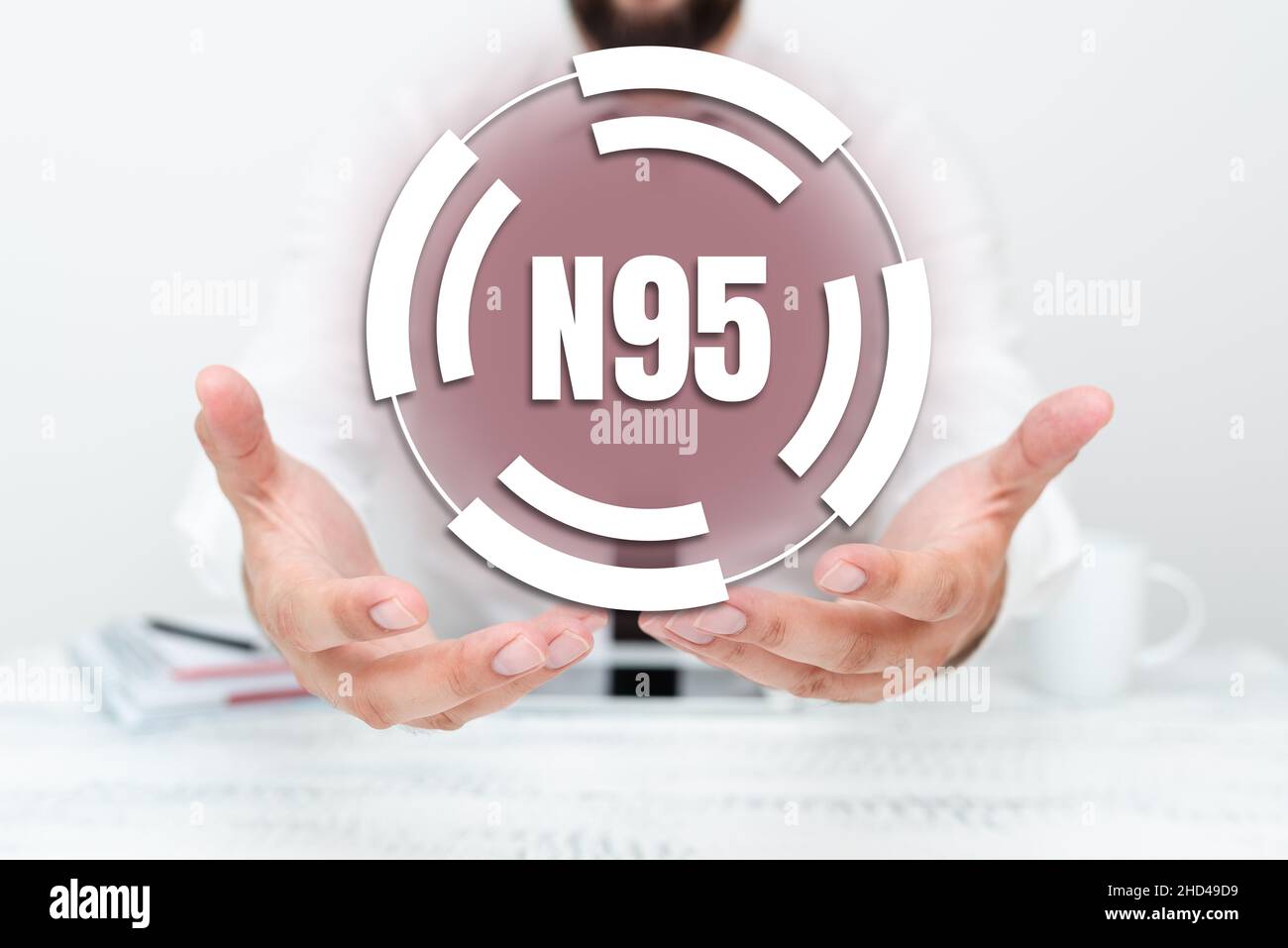 Hand writing sign N95. Business approach personal protective equipment ...