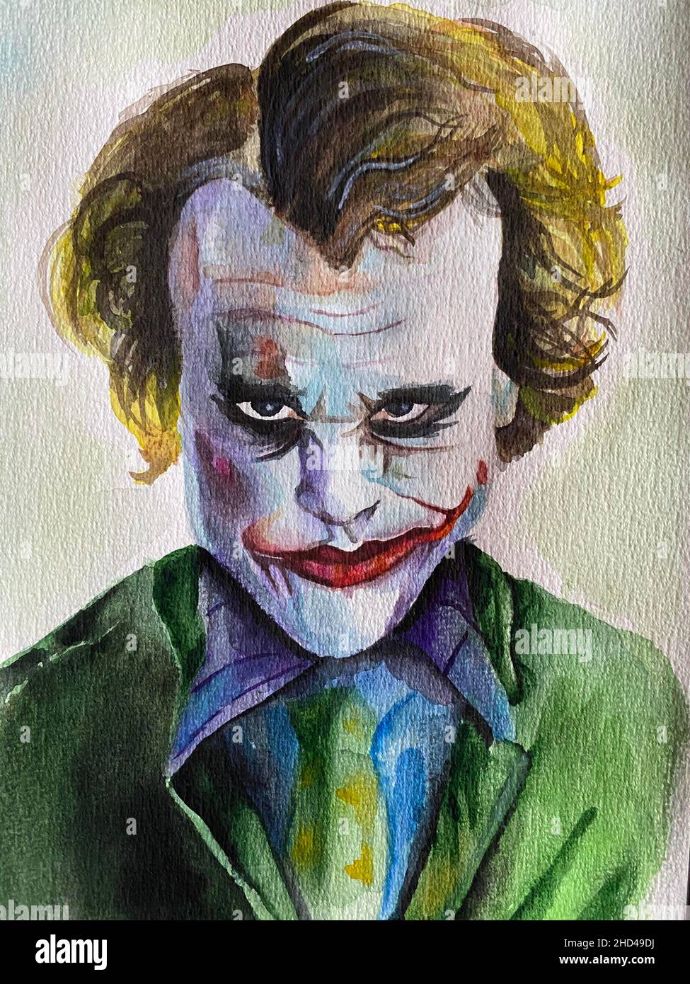 Mad face. Joker. Watercolor painting Stock Photo - Alamy