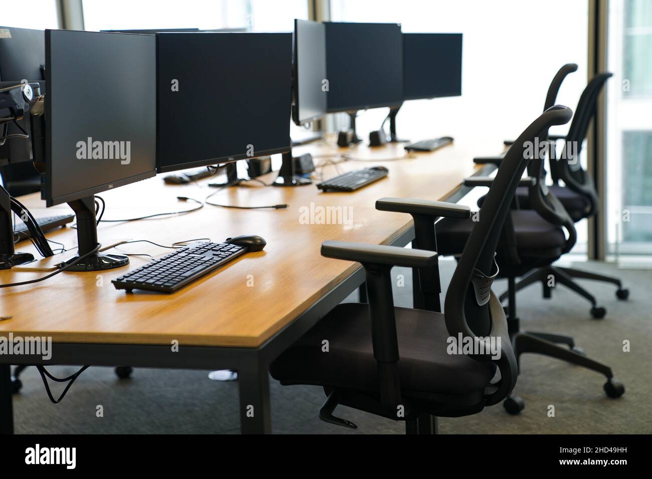 A general view of empty desks in an office in central London. Picture ...