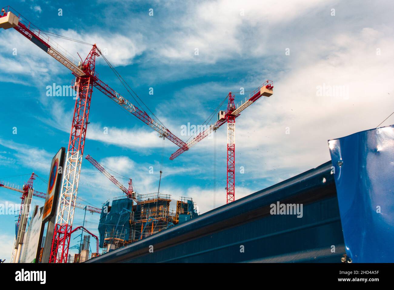 Construction of new residential high-rise building with blue sky Stock ...