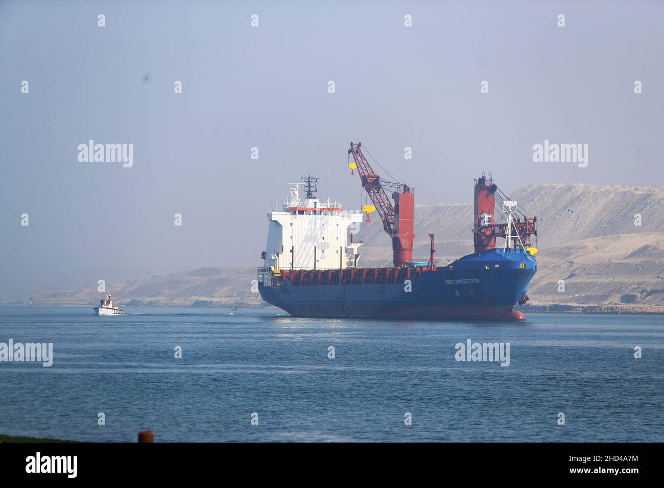 Cairo, Egypt. 3rd Jan, 2022. A vessel is seen on the Suez Canal in ...