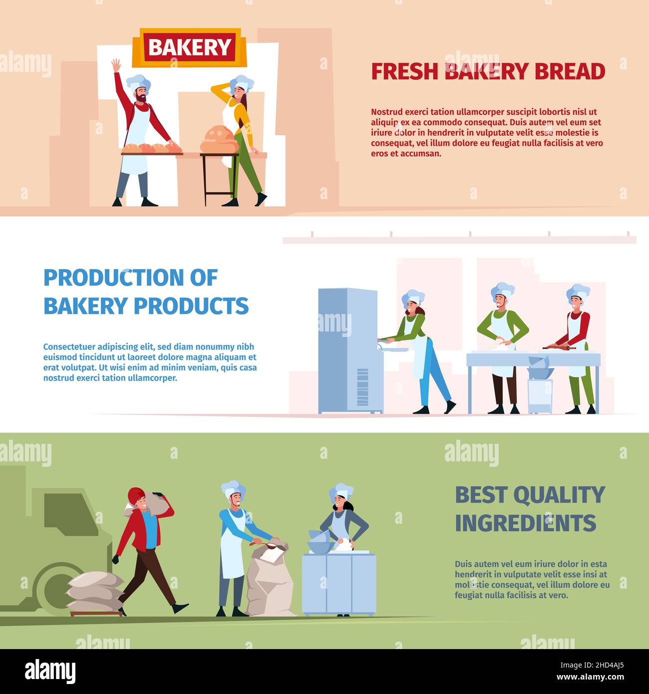 Making bakery banners. Professional chef bread cooking industrial ...