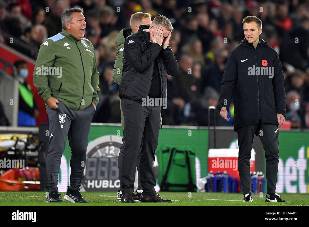 Manager of Aston Villa, Dean Smith looks dejected - Southampton v Aston ...