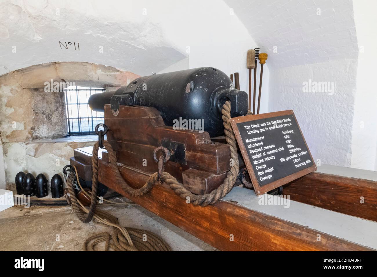 England, Dorset, Weymouth, Nothe Fort, Exhibit of Victorian Era Gun ...