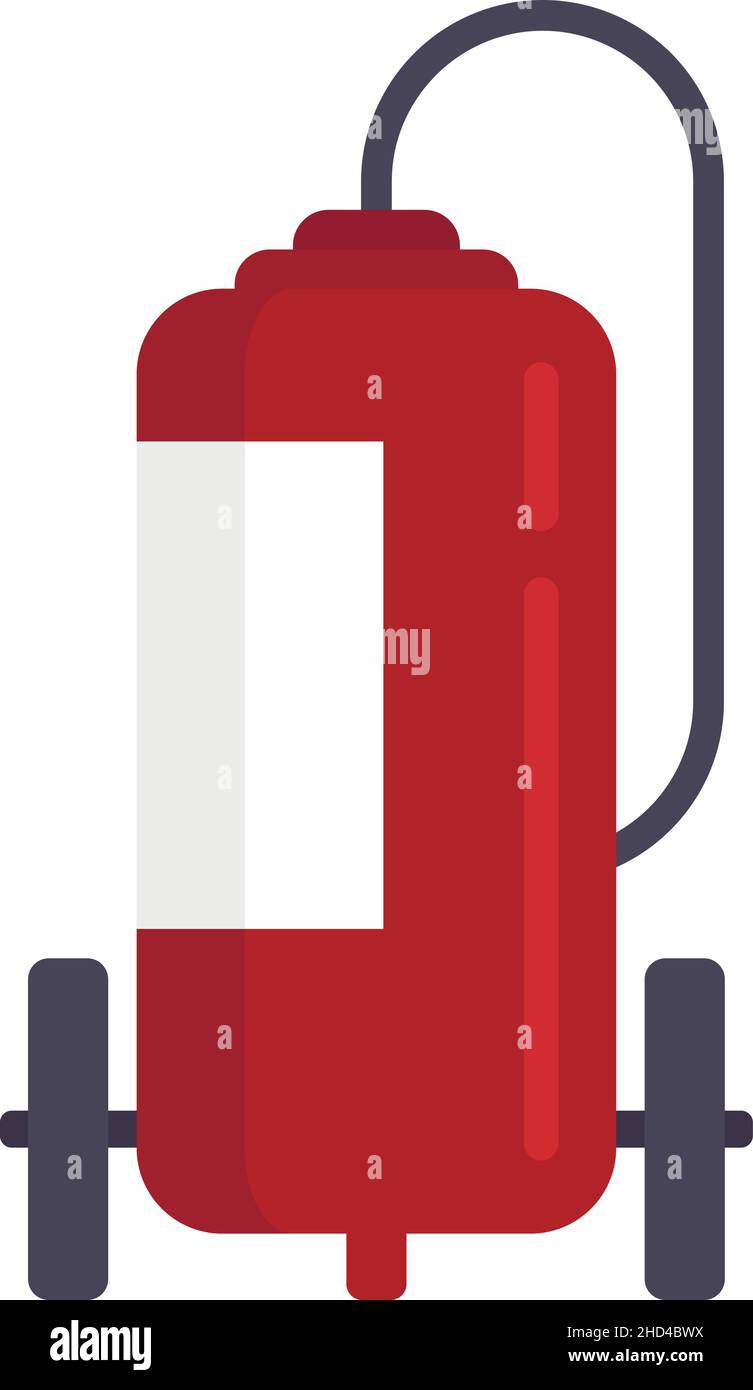 Fire extinguisher wheels icon. Flat illustration of fire extinguisher ...