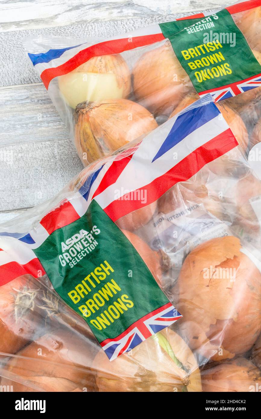 ASDA plastic packed Brown Onions / Allium cepa. Called yellow onions ...