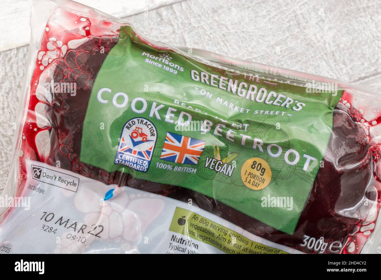 Morrison's own-label plastic wrapped cooked whole beetroot, with ...