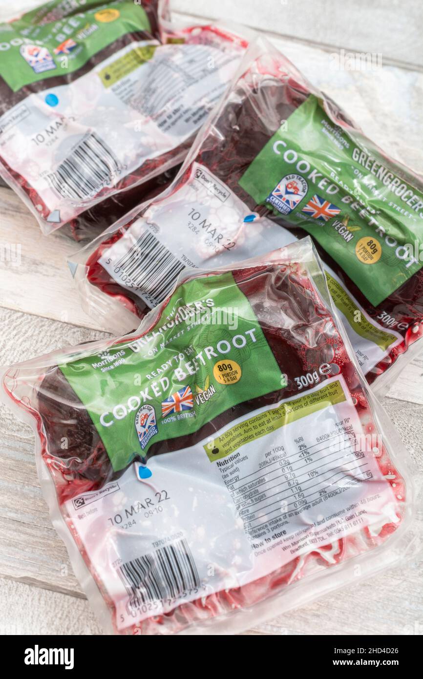 Morrison's own-label plastic wrapped cooked whole beetroot, with ...
