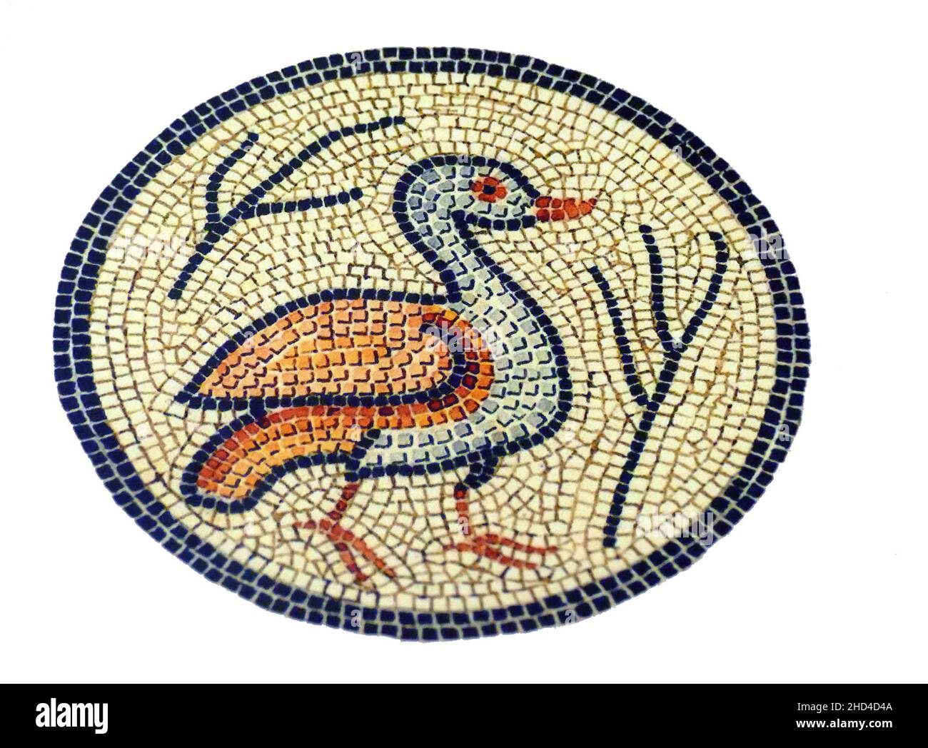 Colorful mosaic design of a duck in a circular shape made with tiny ...