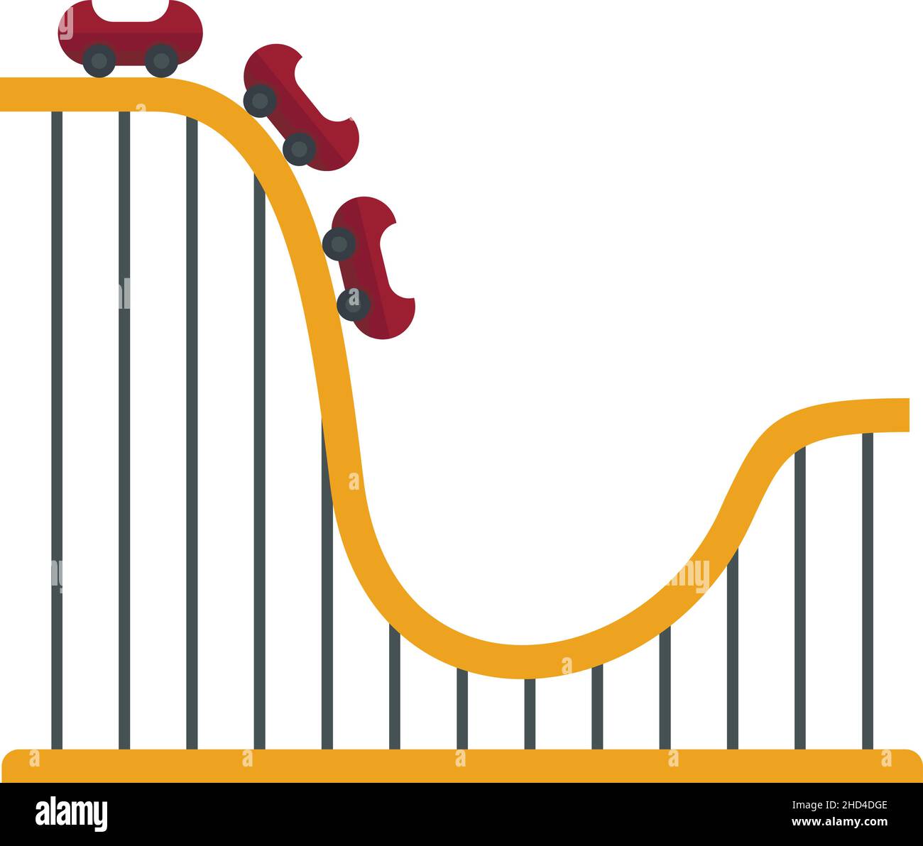 Roller coaster ride icon. Flat illustration of roller coaster ride ...