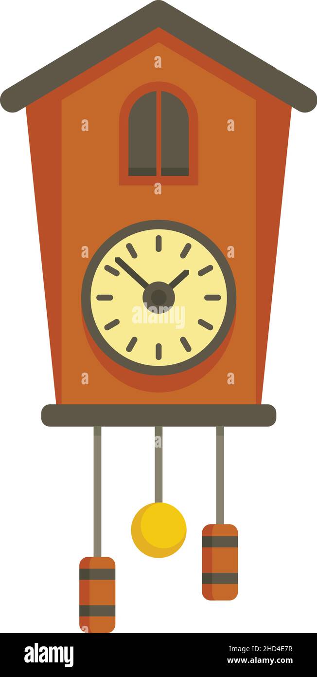 Bird pendulum clock icon. Flat illustration of bird pendulum clock ...