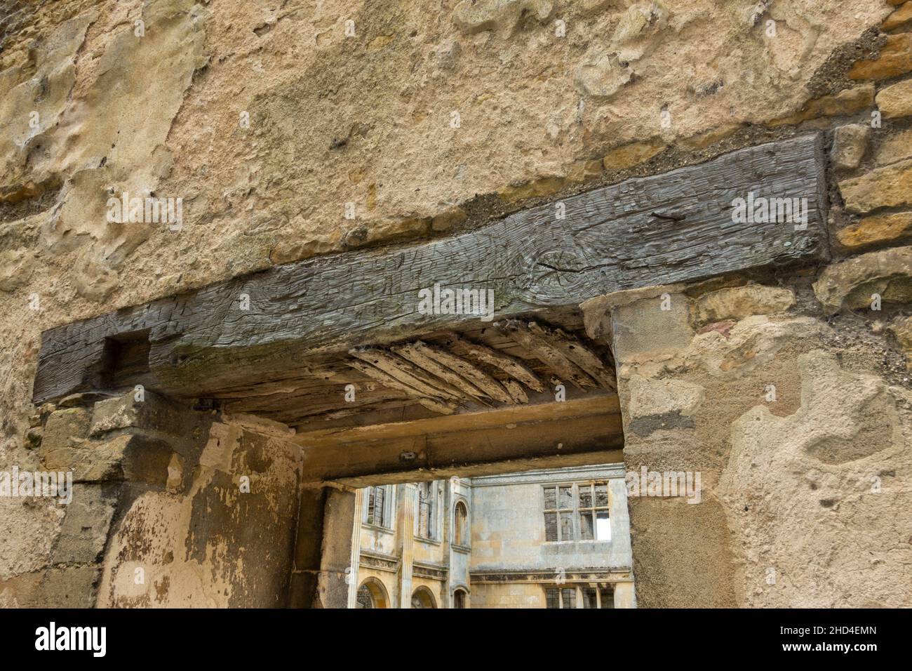Internal door and lintel detail, ruin of Kirby Hall, an Elizabethan ...