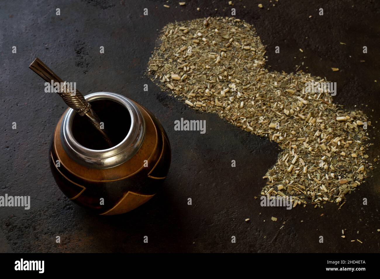 yerba mate in gourd matero with shape of Paraguay made by yerba mate ...