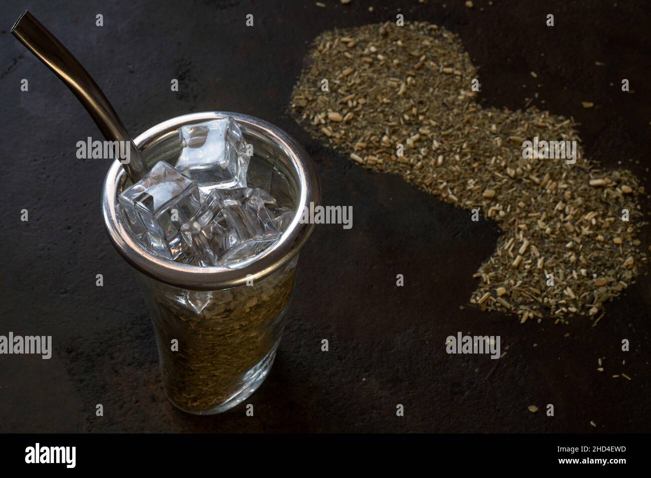 frozen terere yerba mate in glass matero with shape of Paraguay made by ...