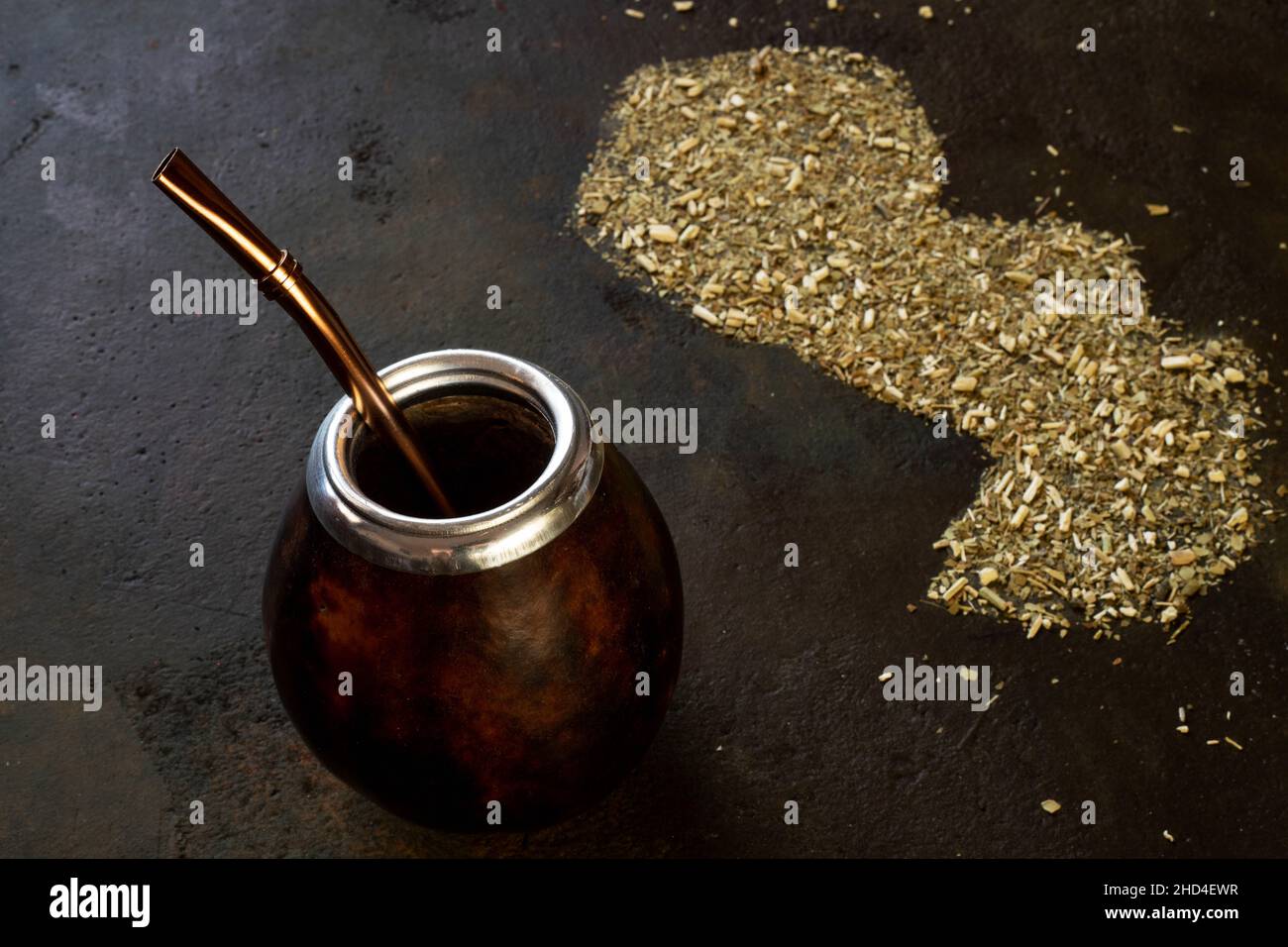 yerba mate in gourd matero with shape of Paraguay made by yerba mate ...