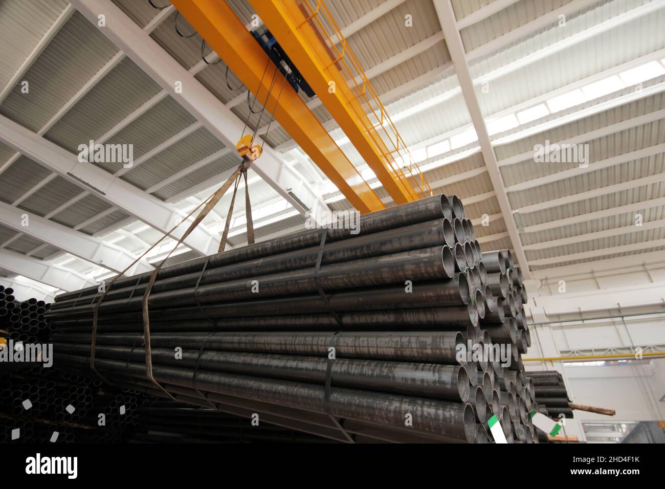 steel pipes inside the factory Stock Photo - Alamy