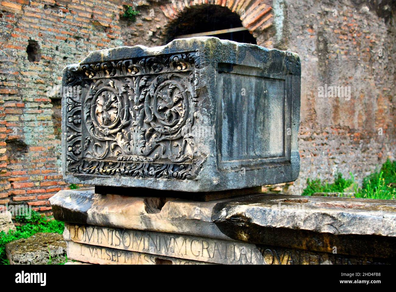 Ancient roman decorated stone block, Marble Relief Carving in Italy ...