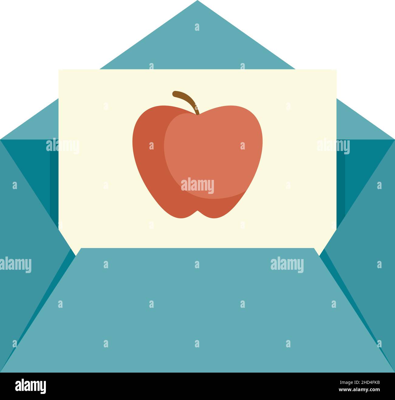 Envelope red apple newtons day icon. Flat illustration of envelope red ...