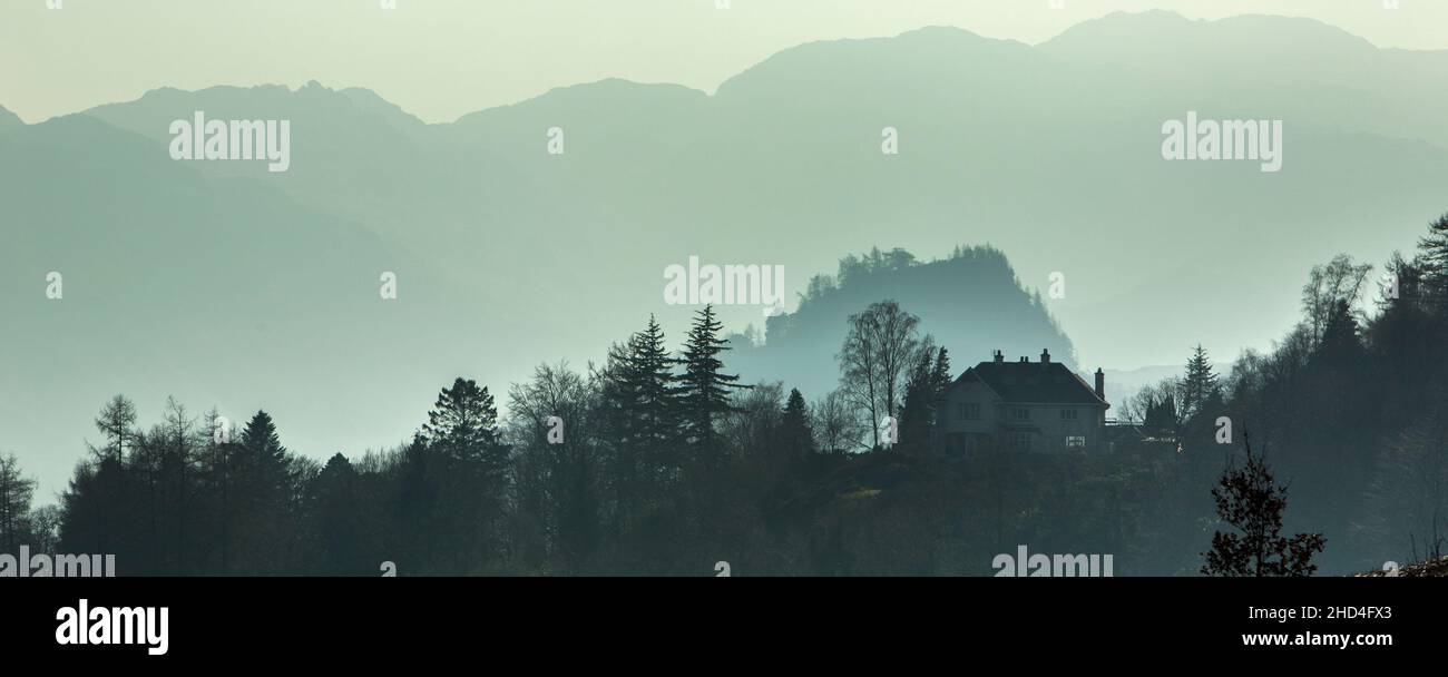 Fellside House, Castle Crag and Manesty Wood, Borrowdale from ...