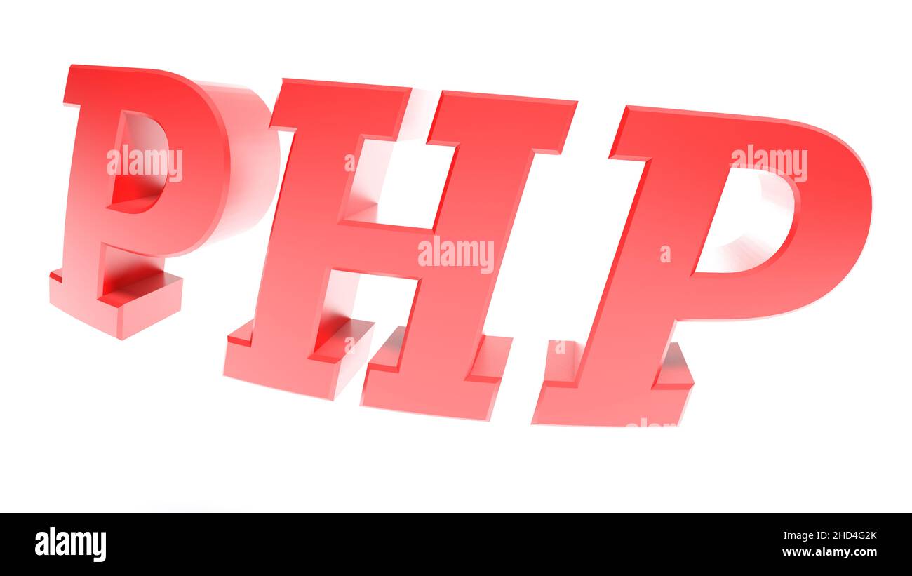 PHP red bent write on white background - 3D rendering illustration ...