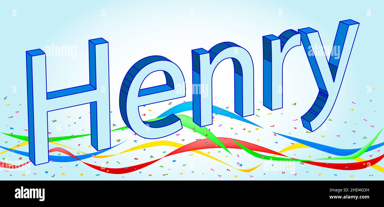 Boys name Henry set ove a multi confetti and streamers, a party image ...