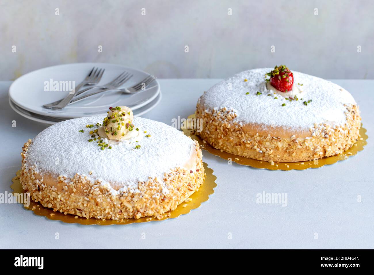 German cake on a white background. Traditional German cuisine ...