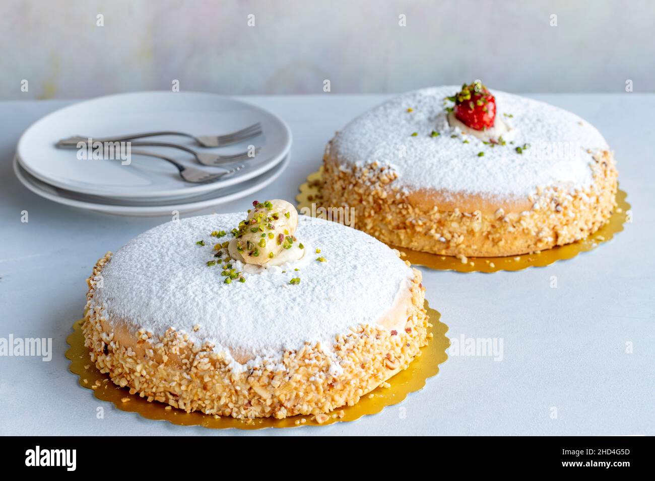 German cake on a white background. Traditional German cuisine ...