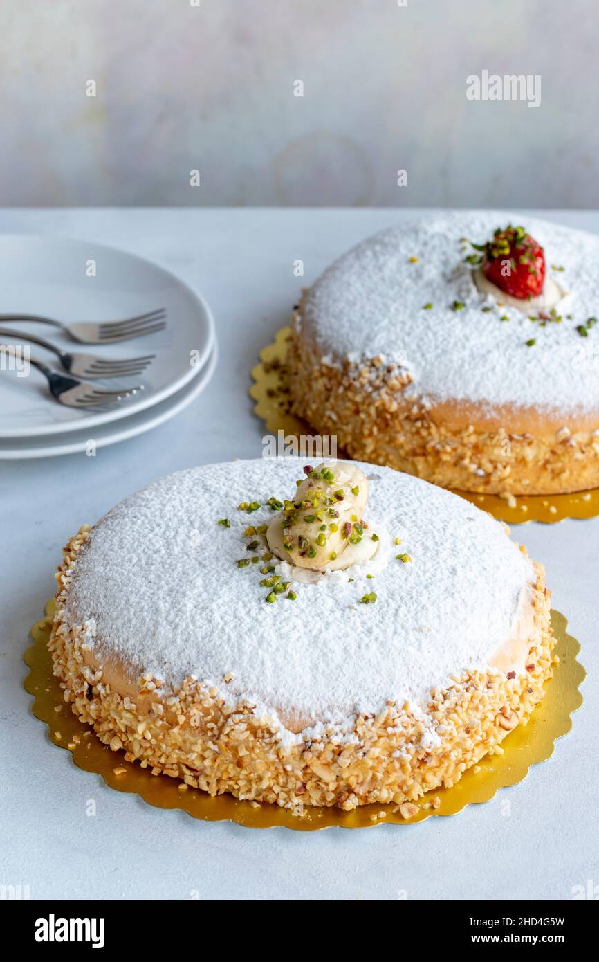 German cake on a white background. Traditional German cuisine ...