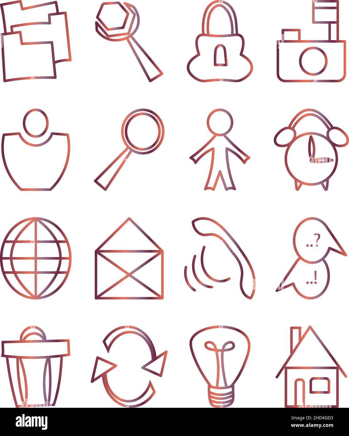 Set of minimal isolated icons drawing in flat style and gradient ...