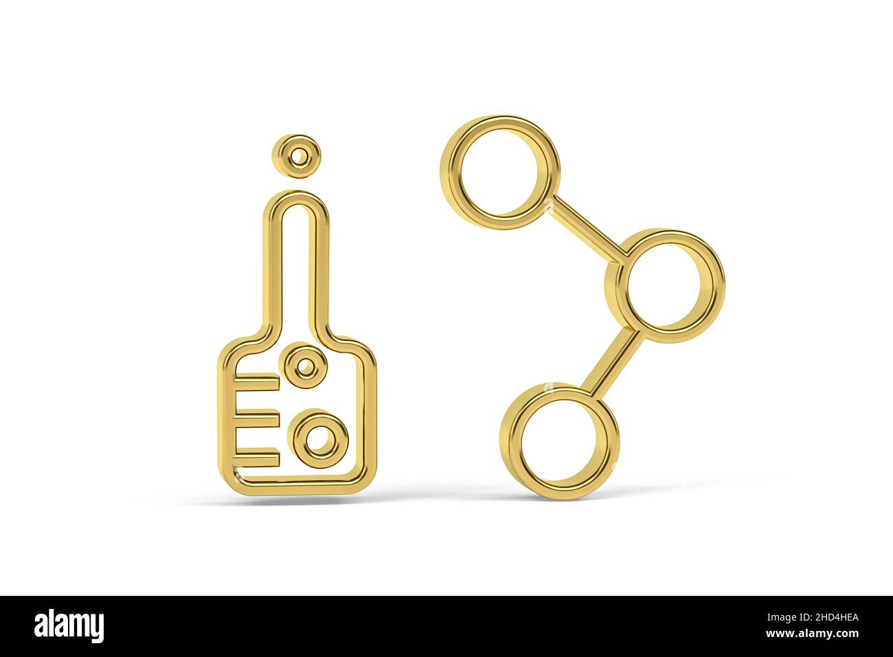 Golden 3d chemical formula icon isolated on white background - 3d ...