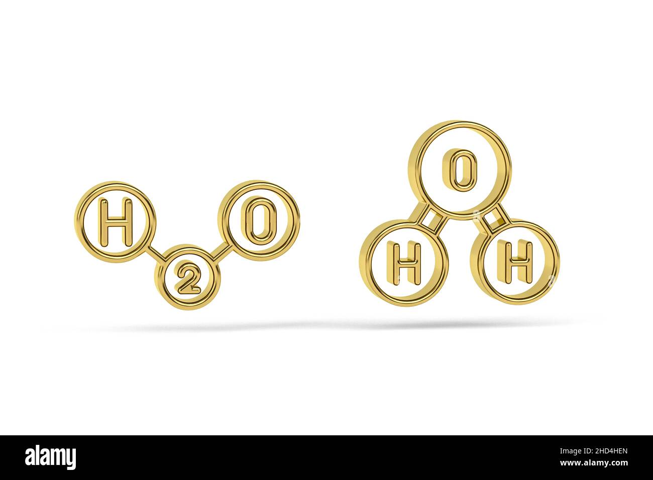 Golden 3d chemical formula icon isolated on white background - 3d ...
