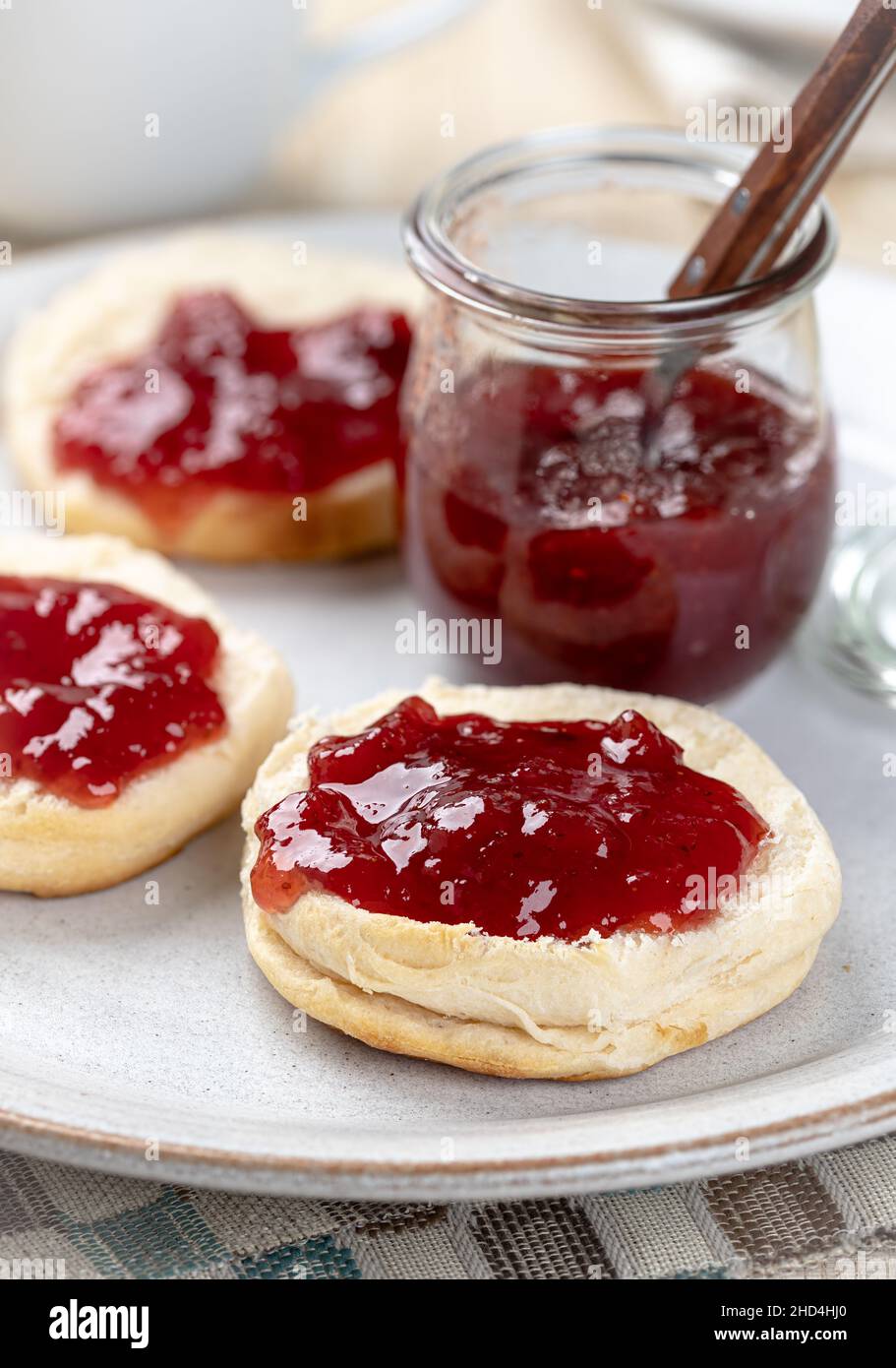 Strawberry jam biscuit hi-res stock photography and images - Alamy