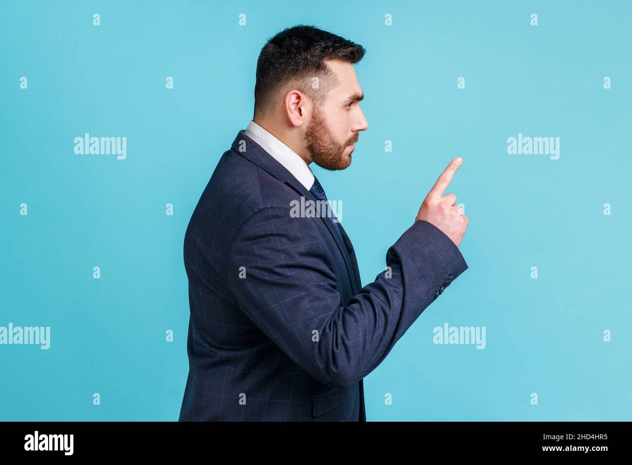 I told you. Side view portrait of serious man wearing official style ...