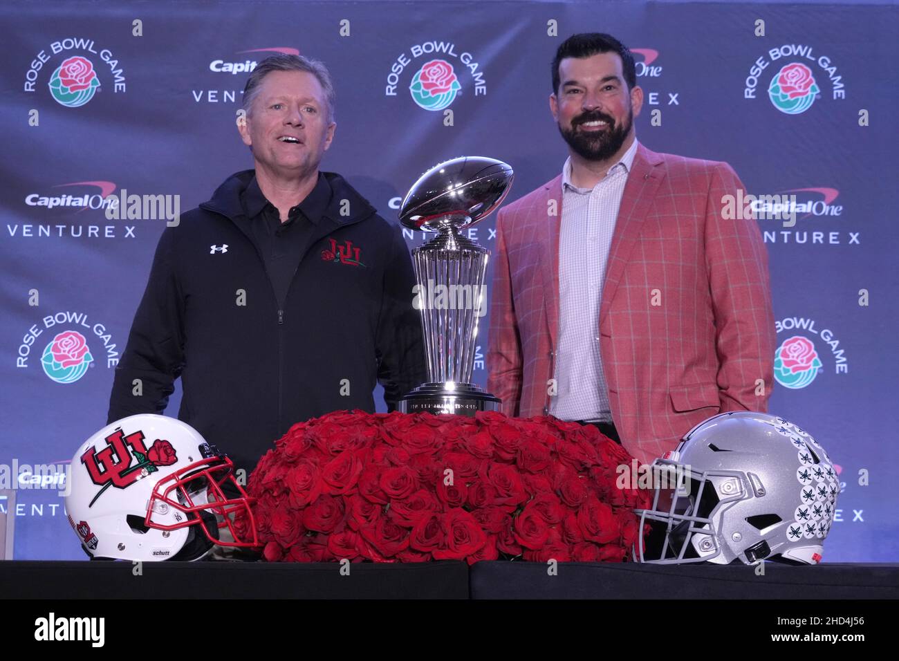 Utah Utes coach Kyle Whittingham (left) and Ohio State Buckeyes coach ...