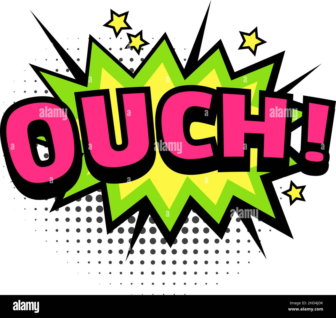 Ouch sound comic book, pop style dotted. Vector cloud halftone ouch pop ...