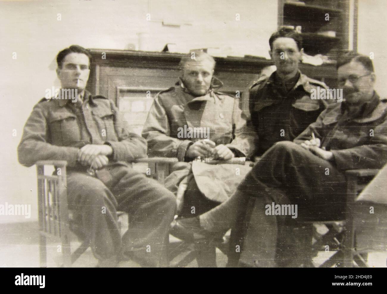 British Army officers of The 10th Indian Infantry Division relax at the ...