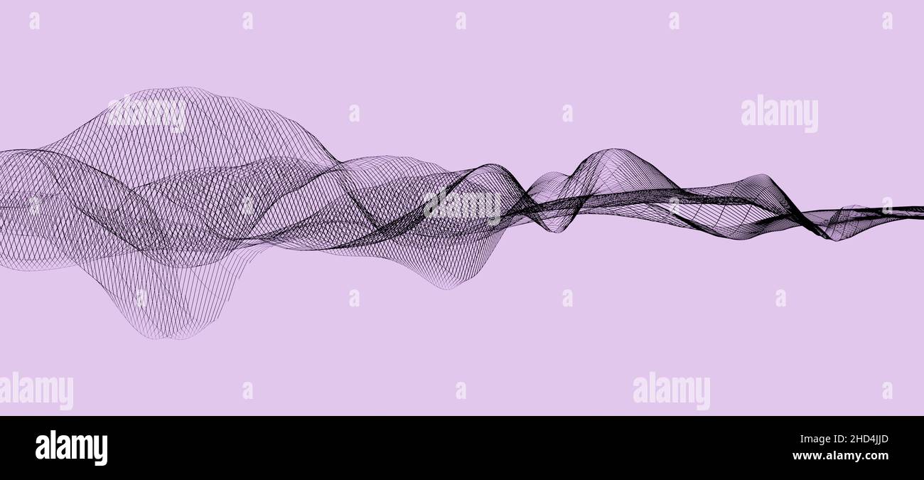 Abstract Dark Wireframe Waveform Or Polygonal Structure On Pink