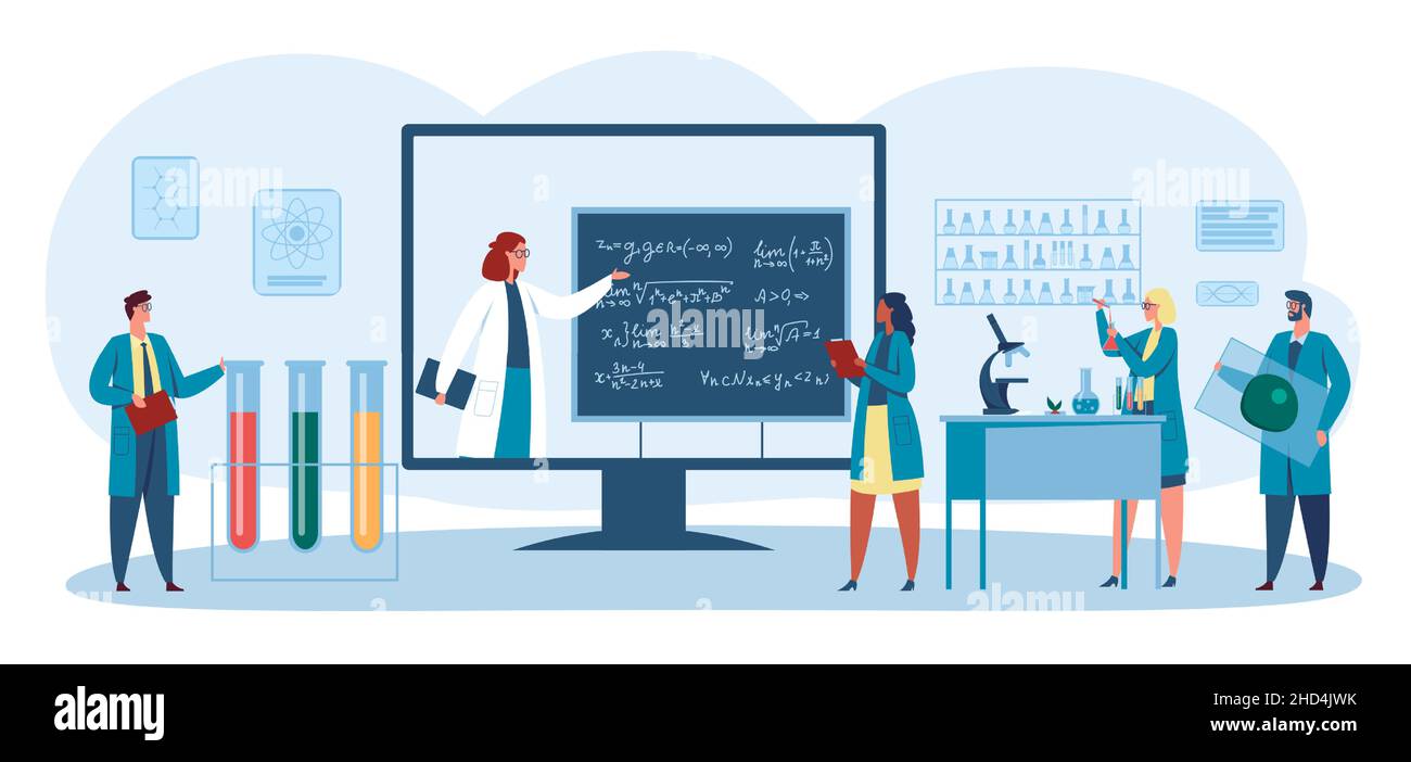 Online education scientists study biologist remotely concept ...