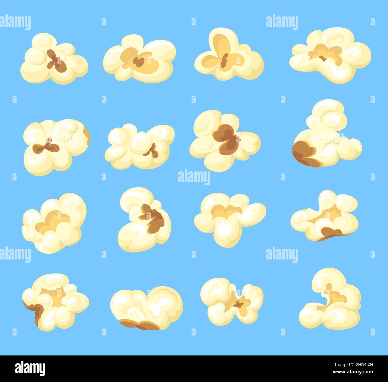 Cartoon kernels popcorn. Kernel salty pop corn, caramel sweetcorn in ...