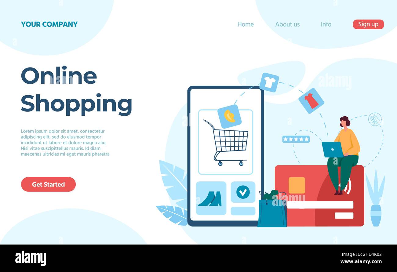 Landing page online shopping use smartphone application. Vector of ...