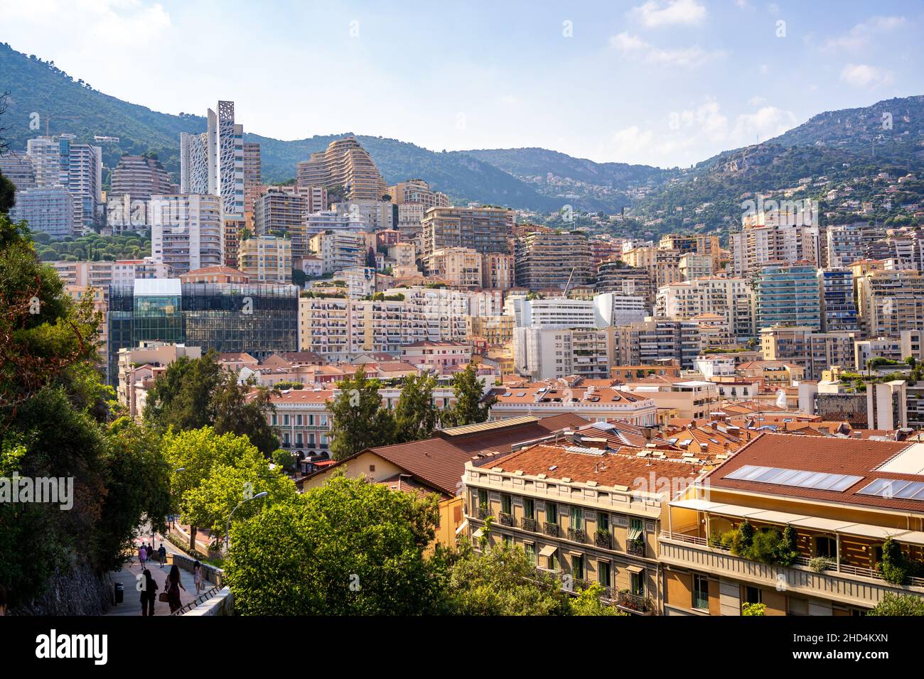 Scenic view of Monte-Carlo city skyscrapers with the background of ...