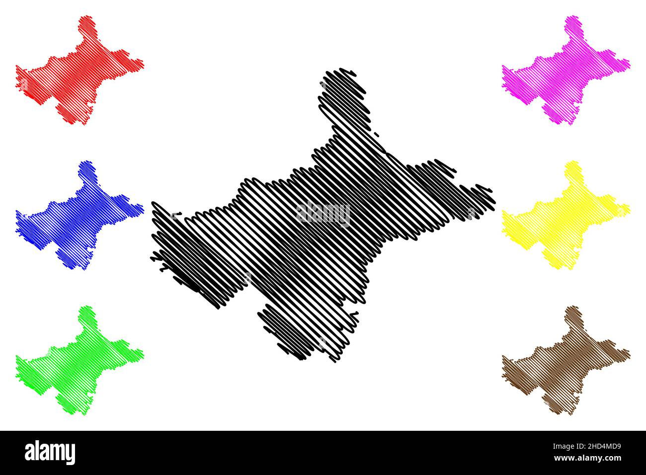 Shimla district (Himachal Pradesh State, Republic of India) map vector ...