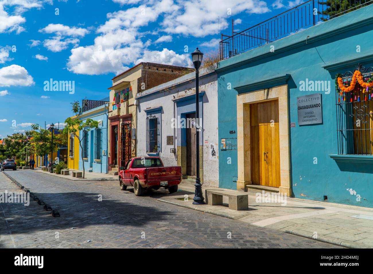 Traditional colorful houses in the historic center of Oaxaca, Mexico ...