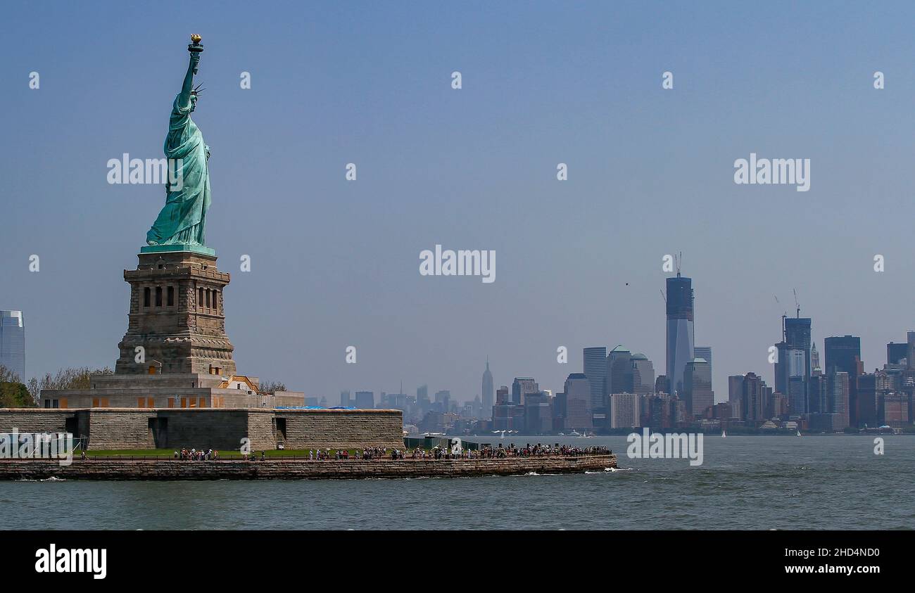 Statue of Liberty colossal neoclassical sculpture on Liberty Island in ...