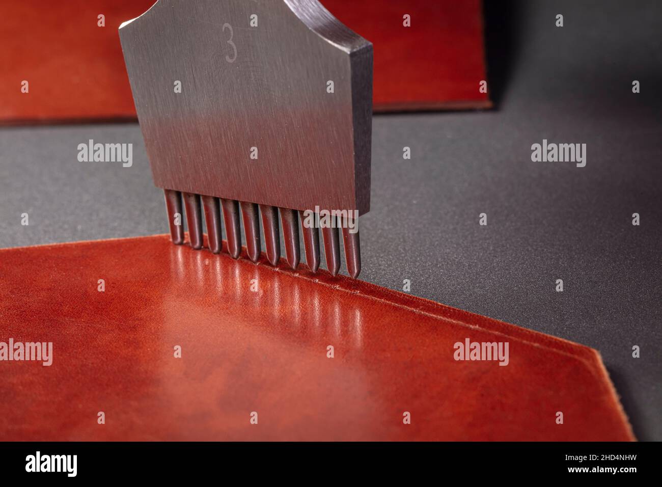 Stitch markings on the leather of the product Stock Photo - Alamy