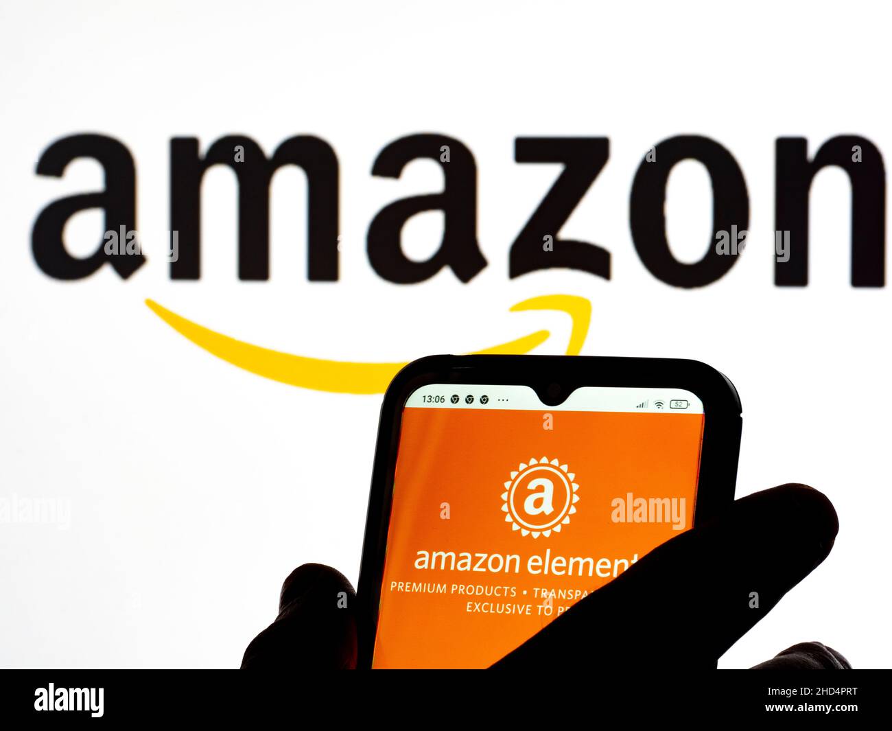 In this photo illustration Amazon Elements logo seen displayed on a ...