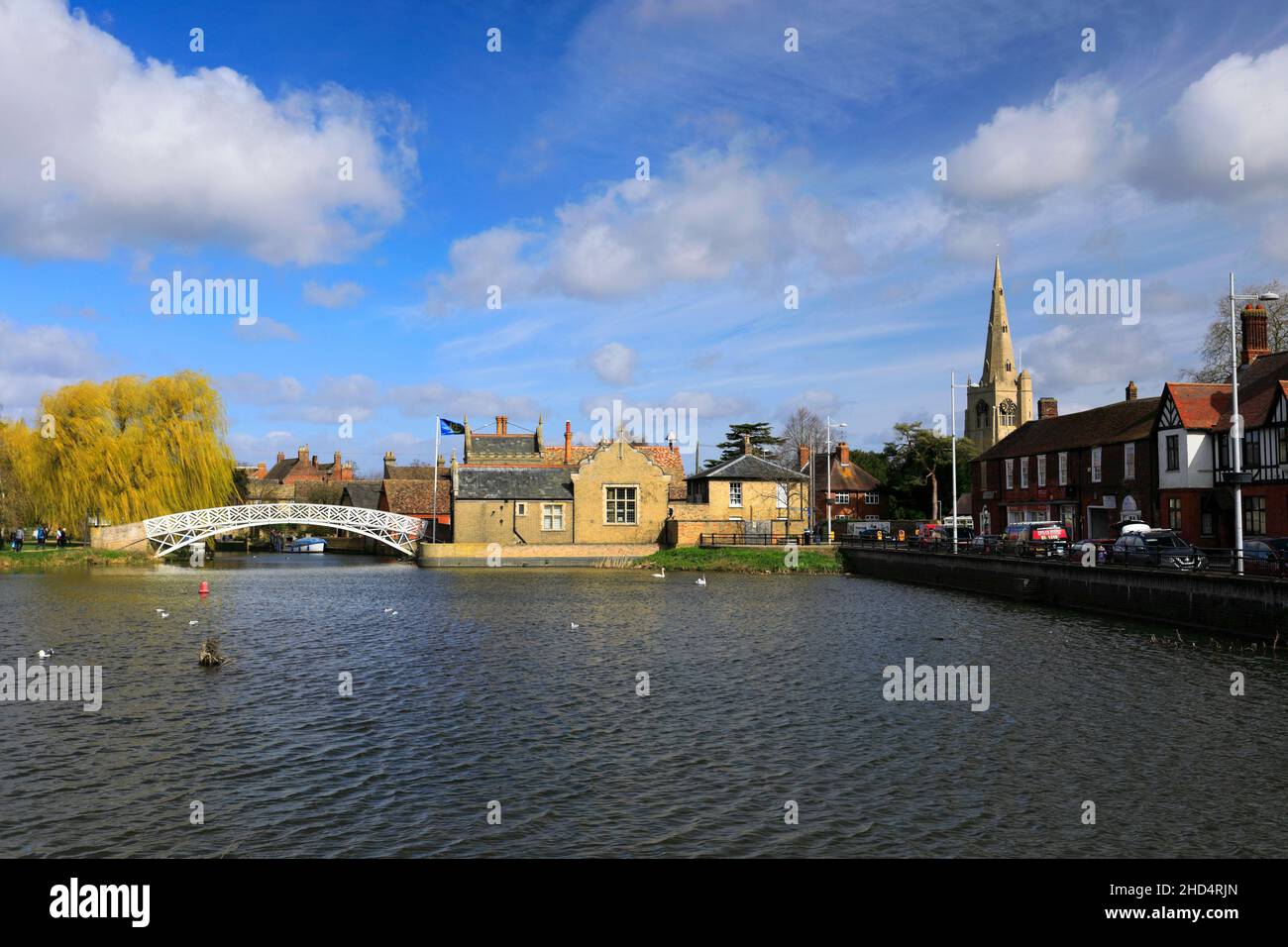 The Causeway, river Great Ouse, Godmanchester town, Cambridgeshire ...